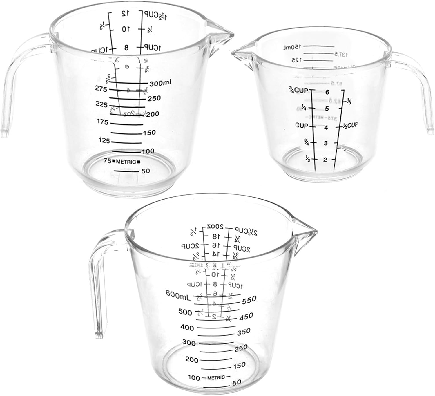 Amazon.com: Plastic Measuring Cup Set,3Pcs BPA Free Plastic Clear Heat ...
