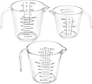 Amazon.com: Plastic Measuring Cup Set,3Pcs BPA Free Plastic Clear Heat ...