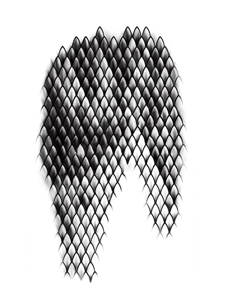 Set of 2 Snake Scales Tattoo Stickers, Large-Size Black Temporary Fake ...