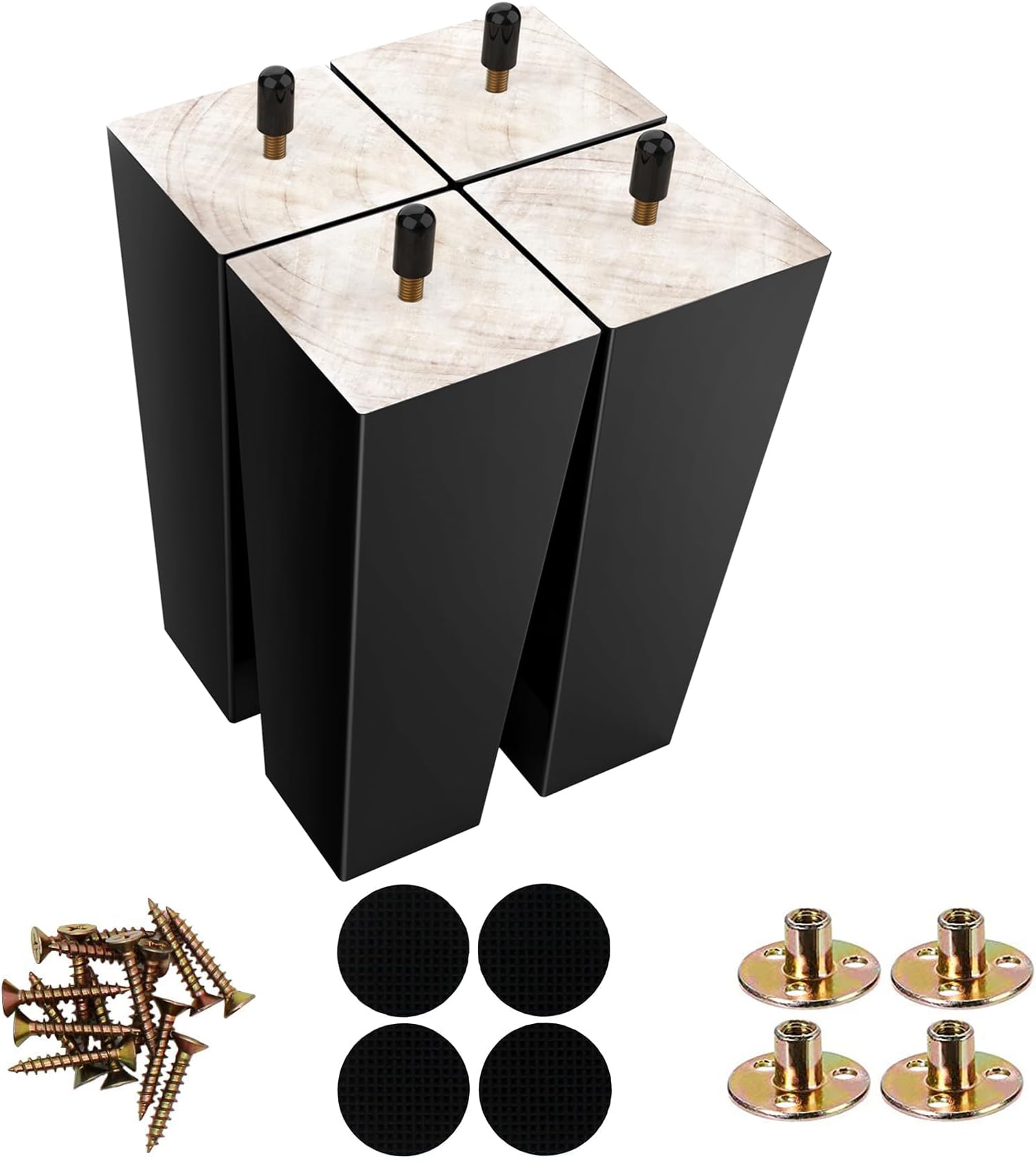 Amazon.com: Airy Abode Black Square Furniture Legs Set of 4 - Pick Your ...