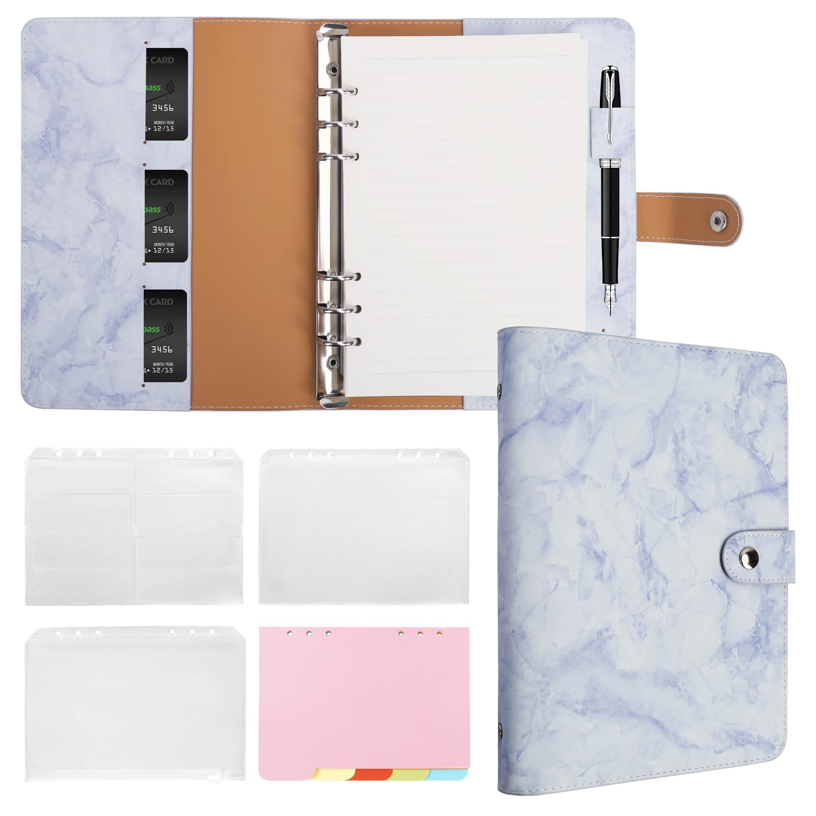 Amazon.com : FYY Leather A5 Binder 6 Ring Binder Notebook - Refillable ...
