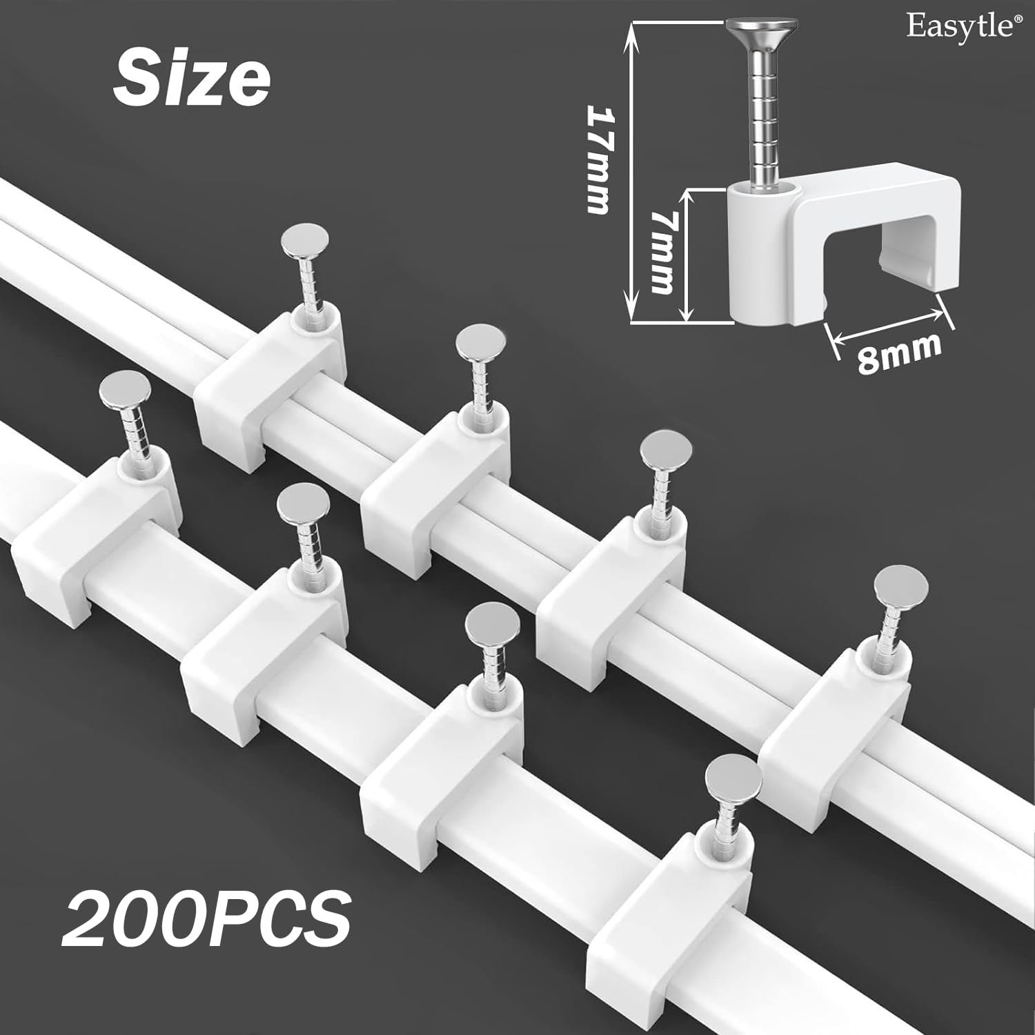 Snapklik.com : 200 Pcs 8mm Cable Clips Nail In Flat Ethernet Cable Wall ...