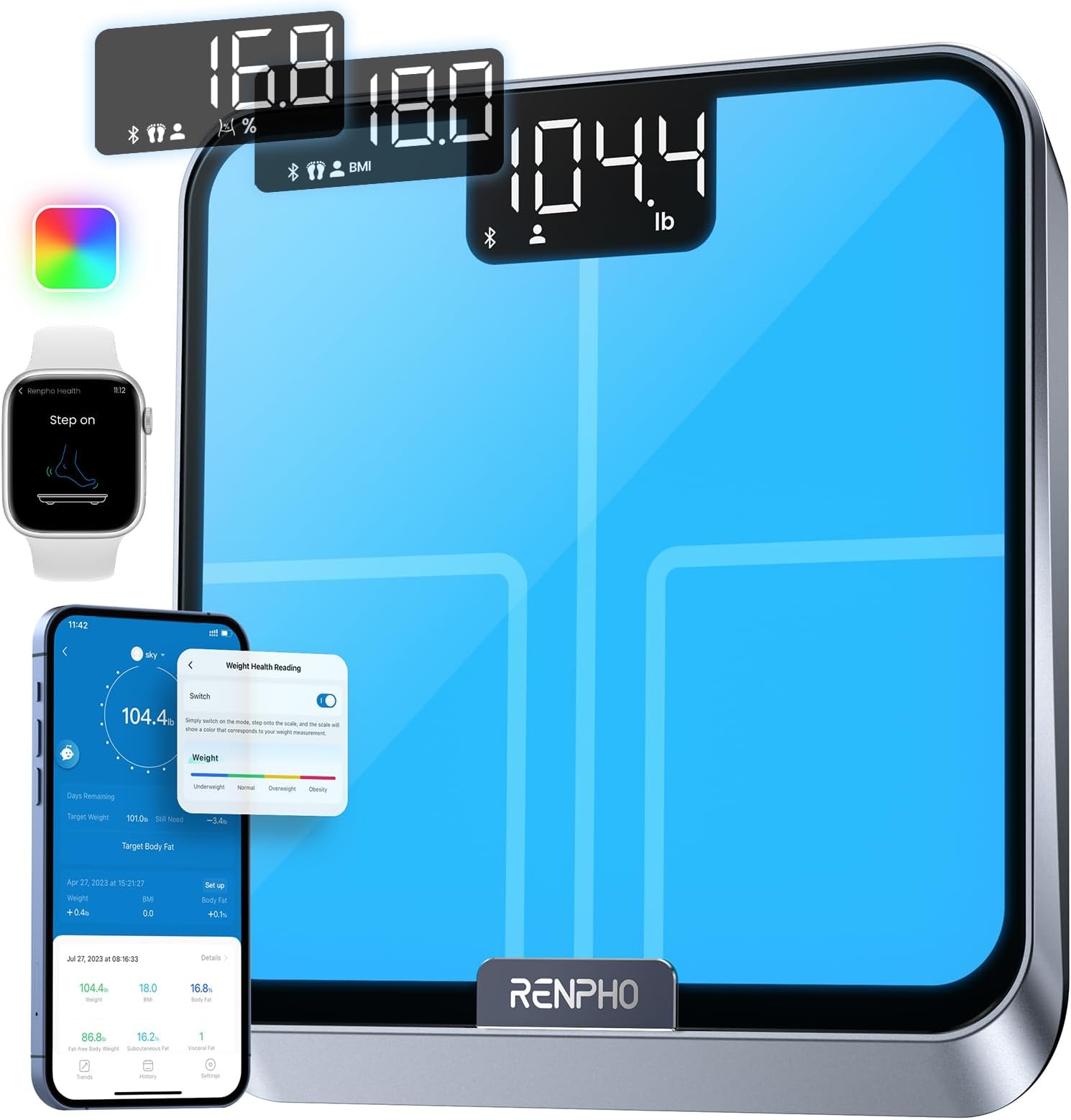 Amazon.com: RENPHO Smart Scale with Lights to Remind Weighing, FSA HSA ...