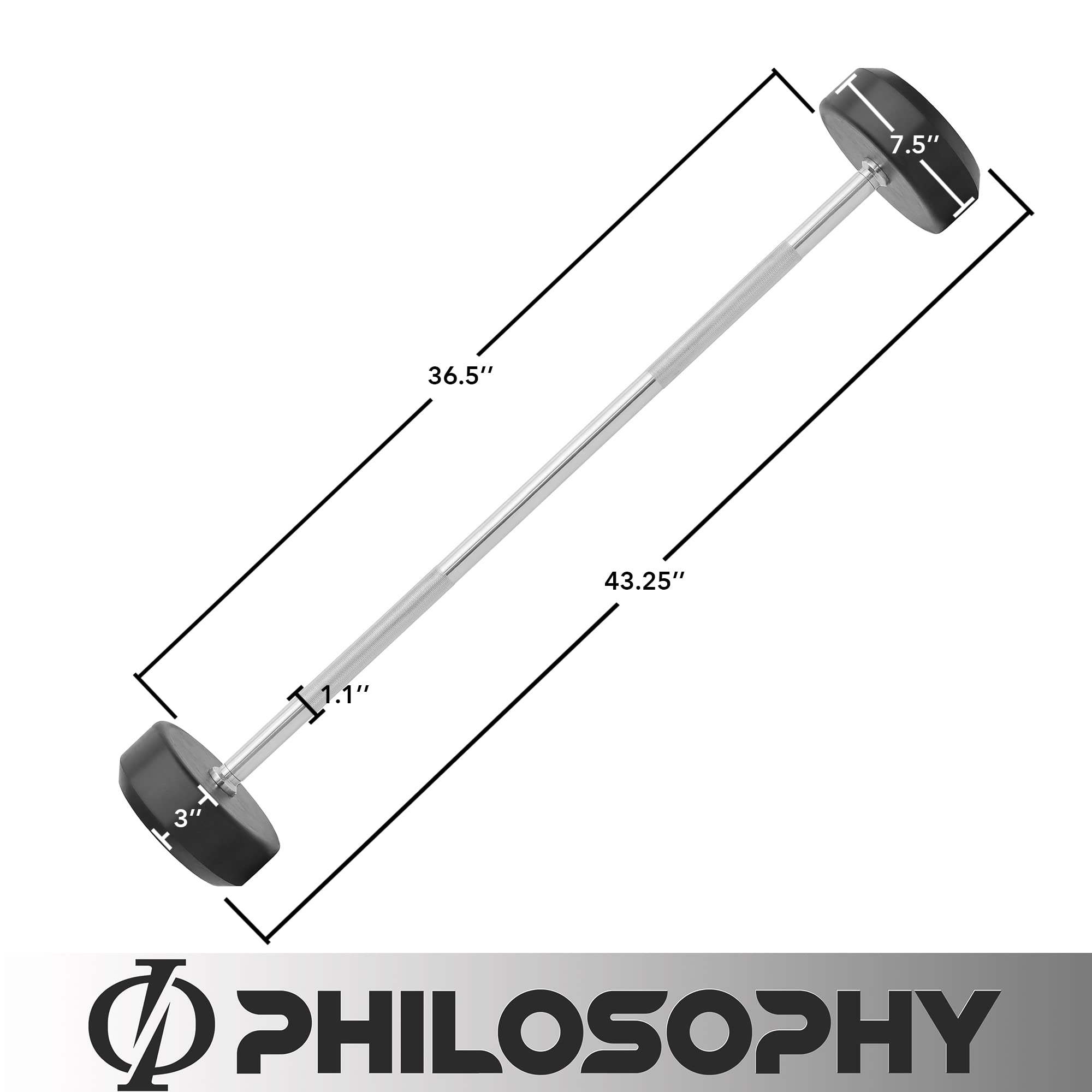 Snapklik.com : Rubber Fixed Barbell, 60 LB Pre-Loaded Weight Straight ...