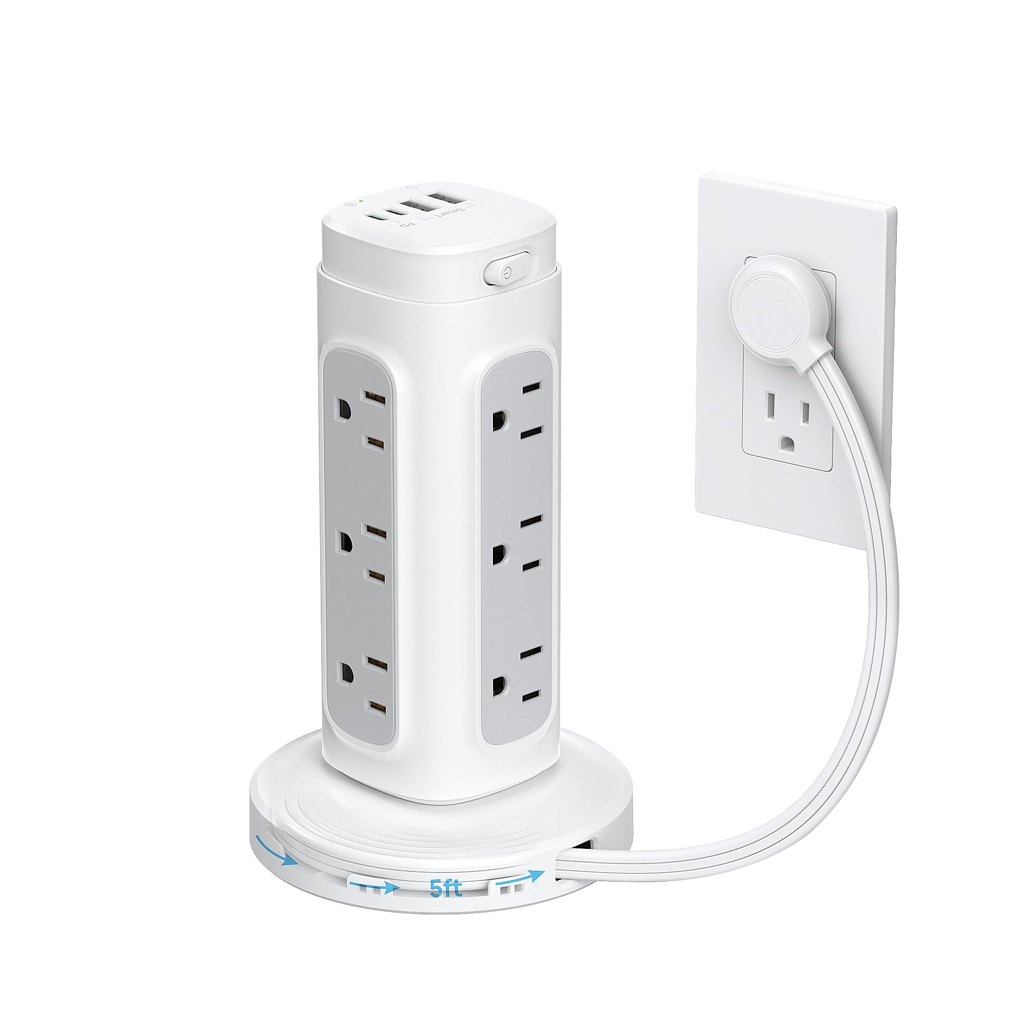 Amazon.com: TROND Flat Plug Power Strip Tower - 5ft Retractable ...