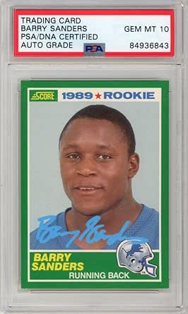 Amazon.com: Barry Sanders 1989 Score Autograph Rookie Card #257 PSA/DNA ...