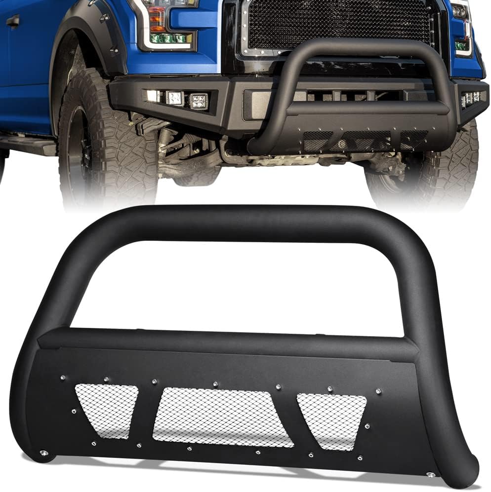 Amazon.com: Black Bull Bar Brush Push Front Bumper Grill Grille Guard ...