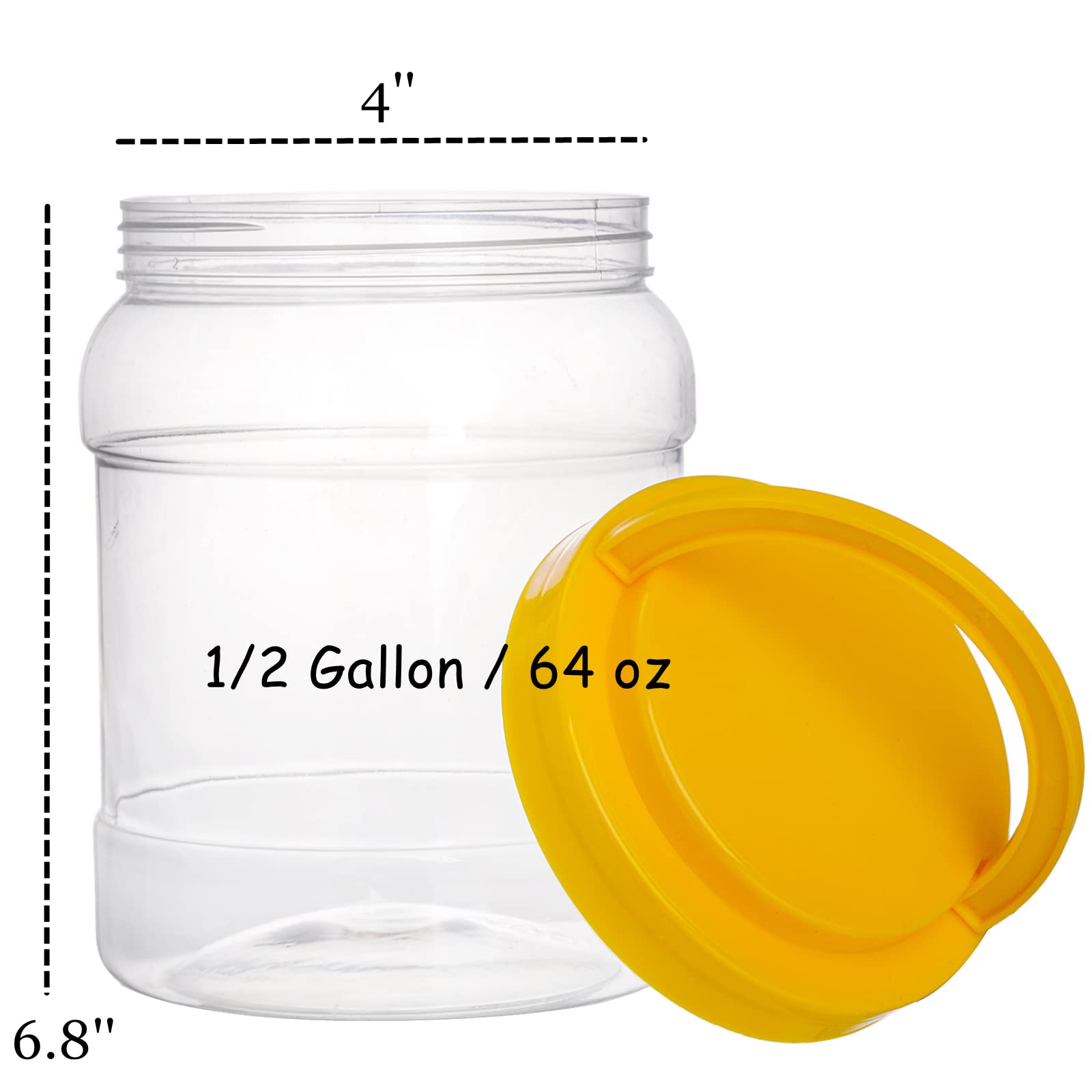 Half Gallon Watertight Container 1/2 Gallon Plastic Jug (108 Pack)