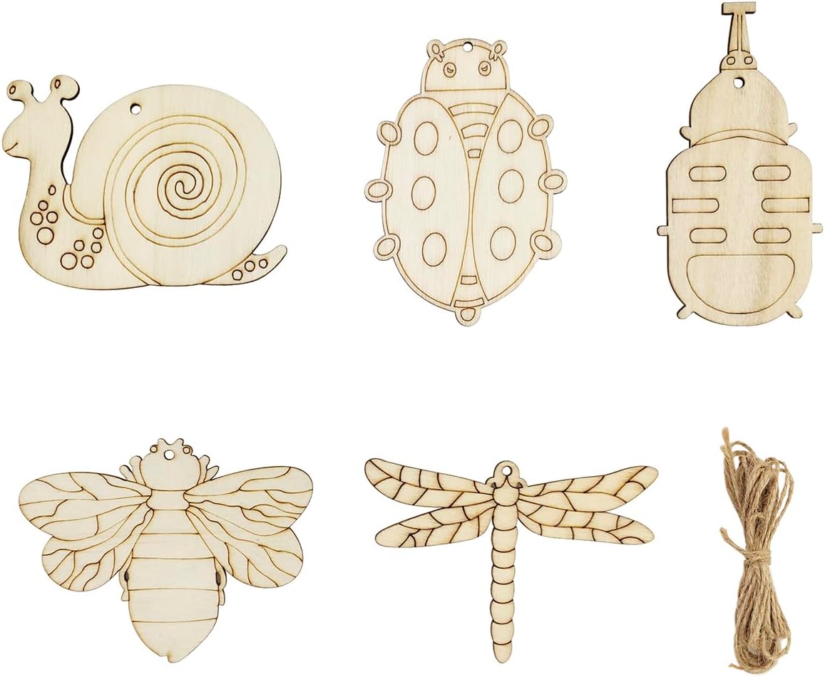 Amazon.com: 35 Pack Wood Insect and Animal Cutouts - Wooden Paint ...