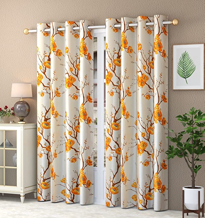 Buy FABDRAPE Premium Fancy Floral Printed Room Darkening Door Eyelet ...