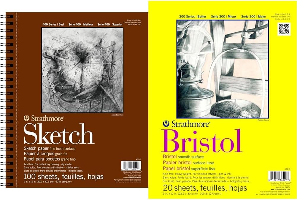 Amazon.com: Strathmore 400 Series Sketch Pad, 9x12 inch, 100 Sheets ...