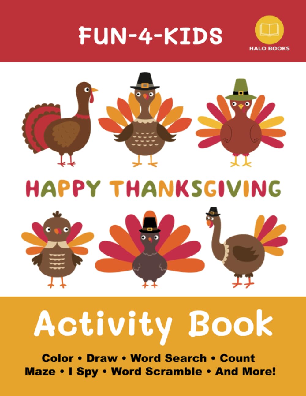 Fun 4 Kids Happy Thanksgiving Activity Book Color Draw Word ...