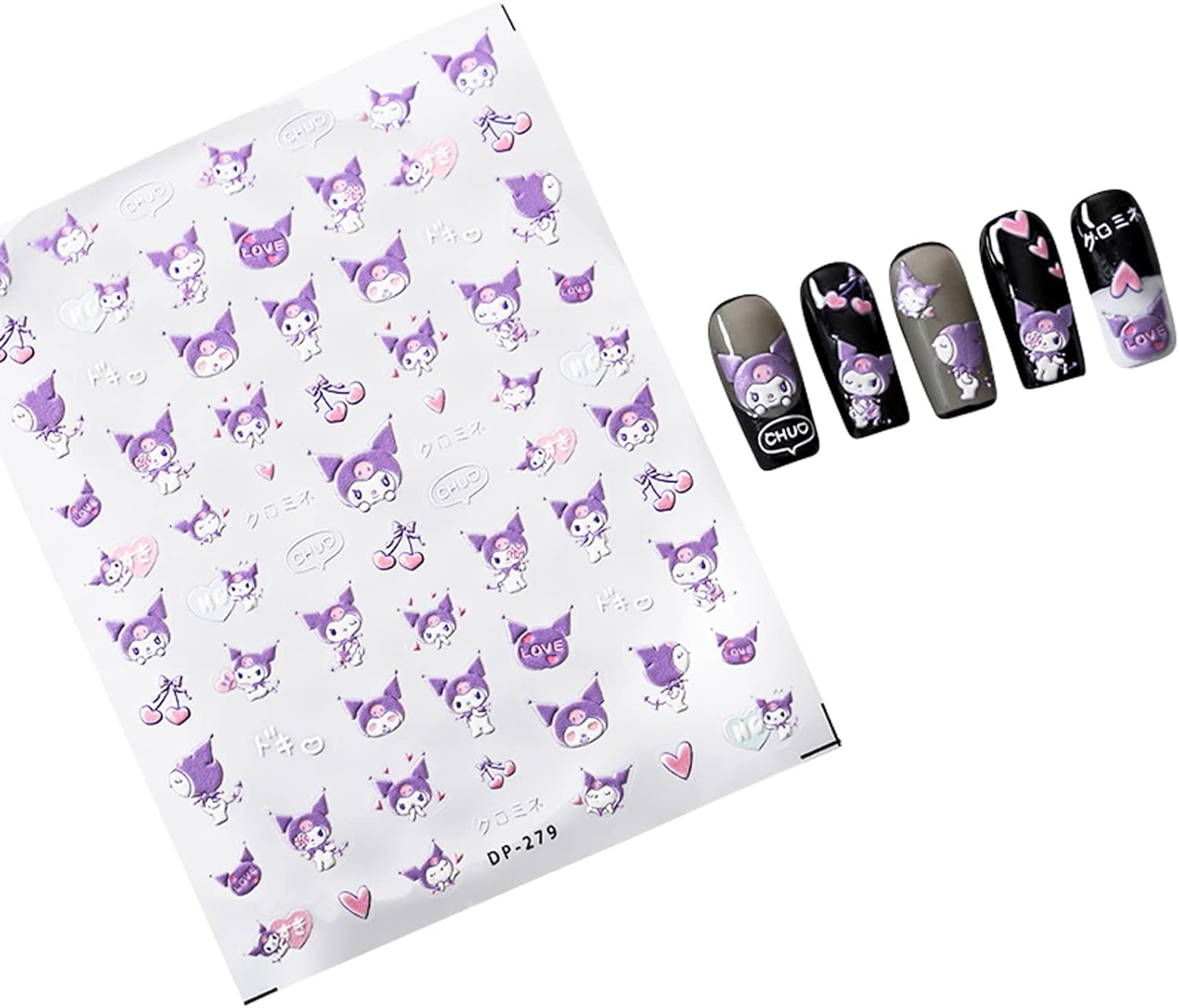 Amazon.com: 5D Kawaii Nail Stickers for Nail Art, Cute Cartoon Nail Art ...
