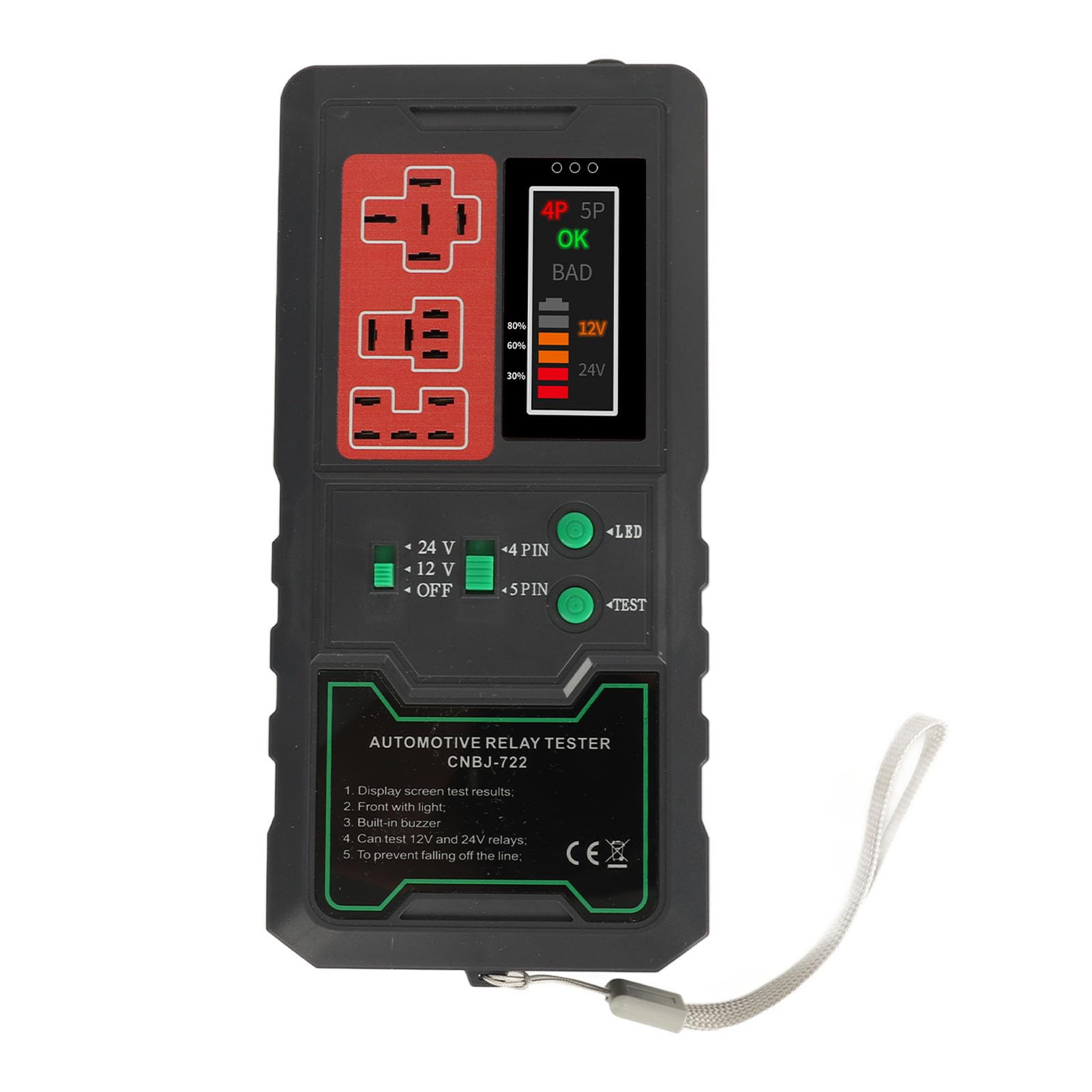 Relay Tester, 12/24V Compact Cordless Automotive Diagnostic Pro Tester ...