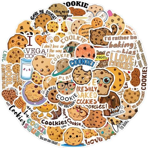 Amazon.com: Cookie Stickers 50 Pcs Cute Food Vinyl Cartoon Stickers for ...