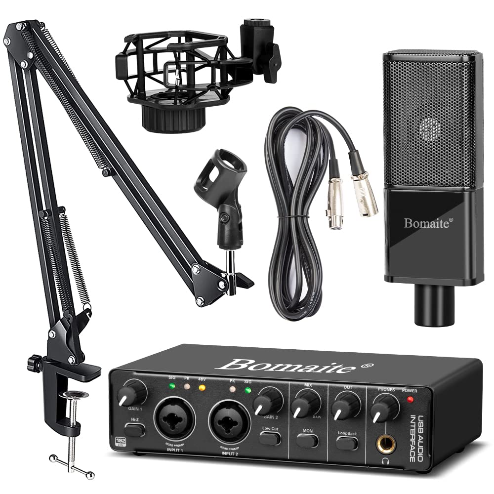 Amazon.com: Podcast Equipment Bundle,Bomaite MD22 Audio Interface(24 ...