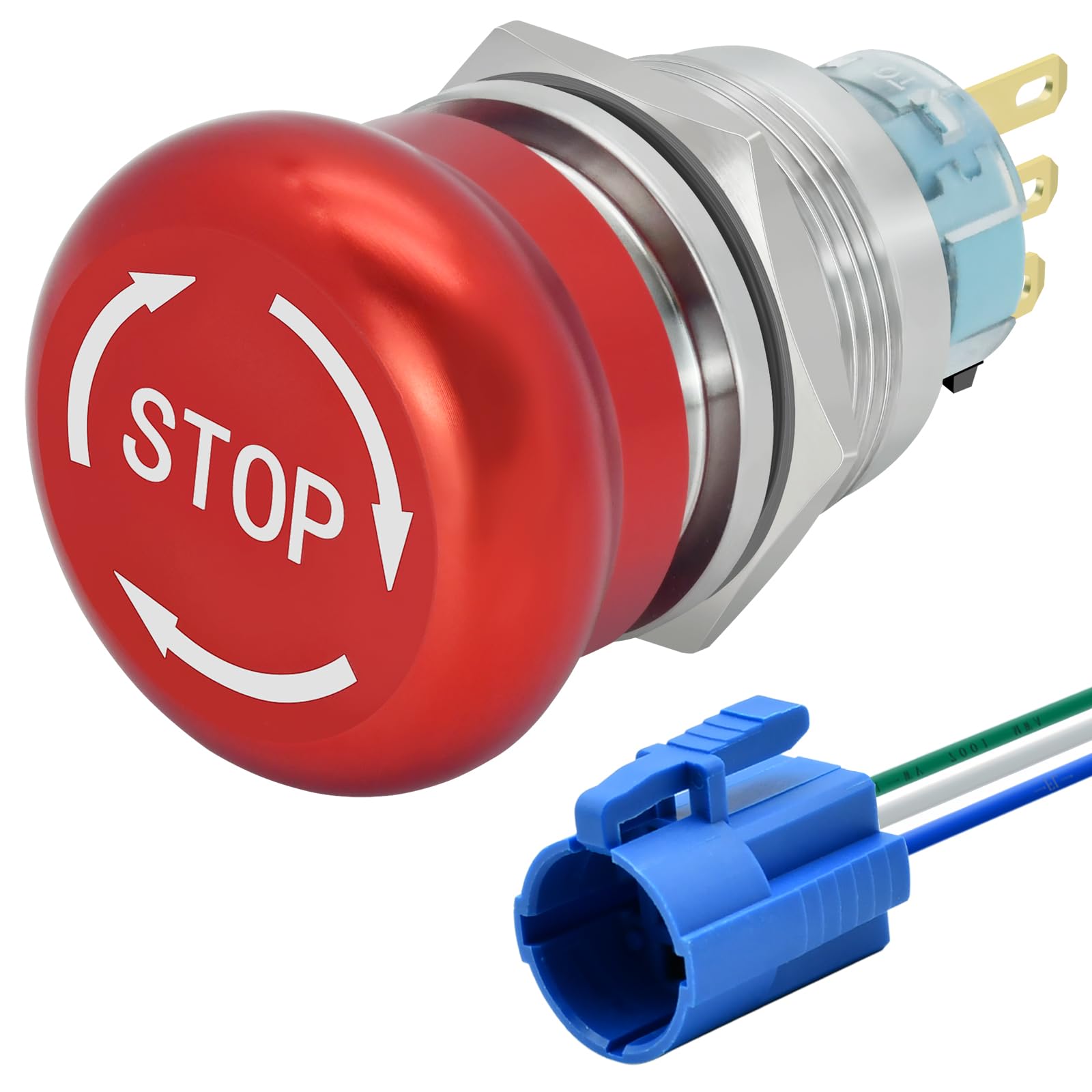 Snapklik.com : 22mm / 0.87" Latching Emergency Stop Push Button Switch ...