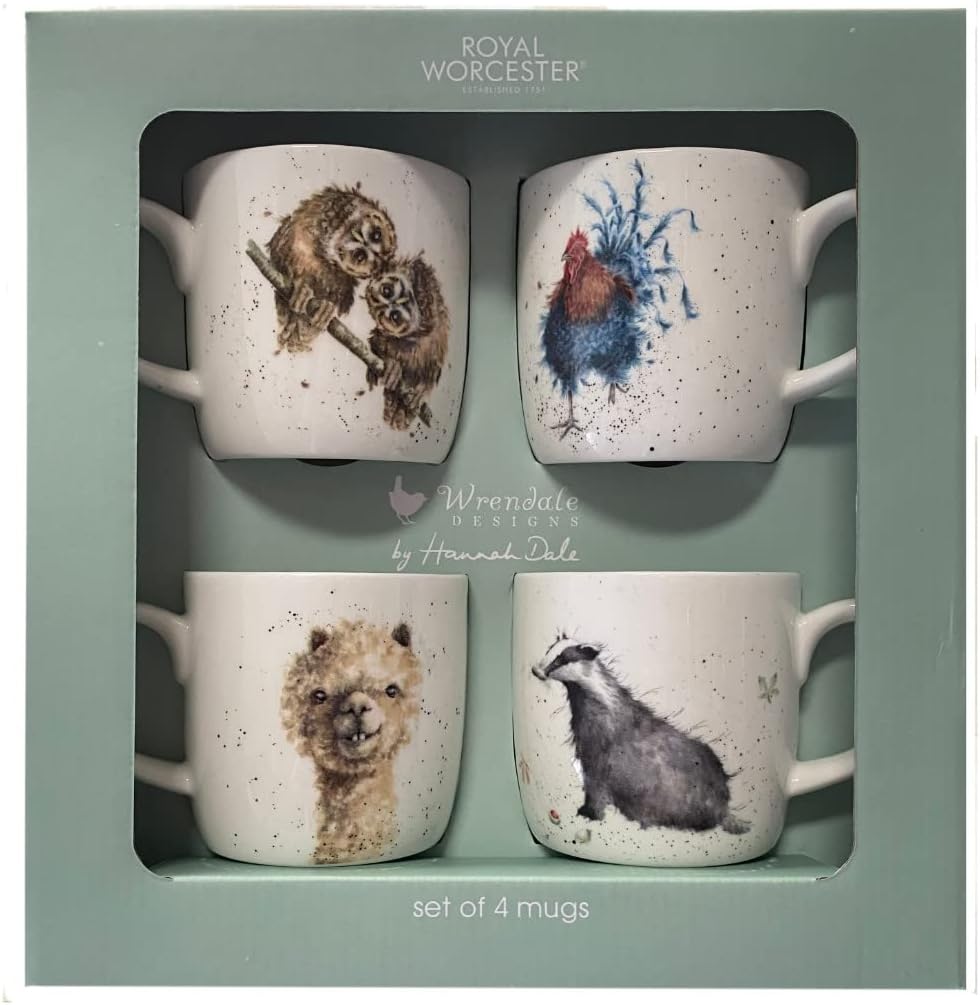Wrendale Designs Limited Edition Mug Set of 4 by Royal Worcester Owl ...