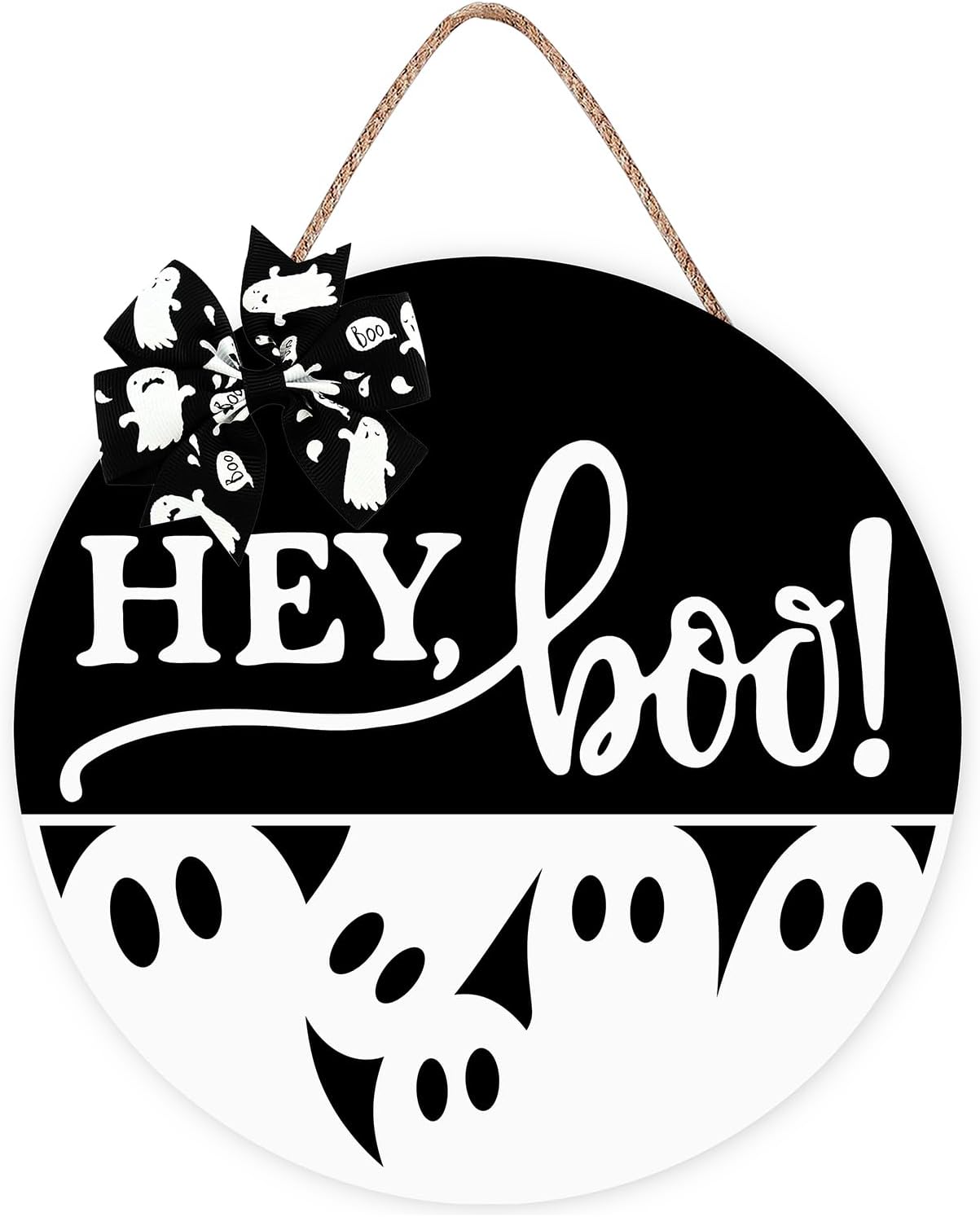 Amazon.com: Halloween Door Sign Ghost Decor - Hey Boo Spooky Wall Decor ...