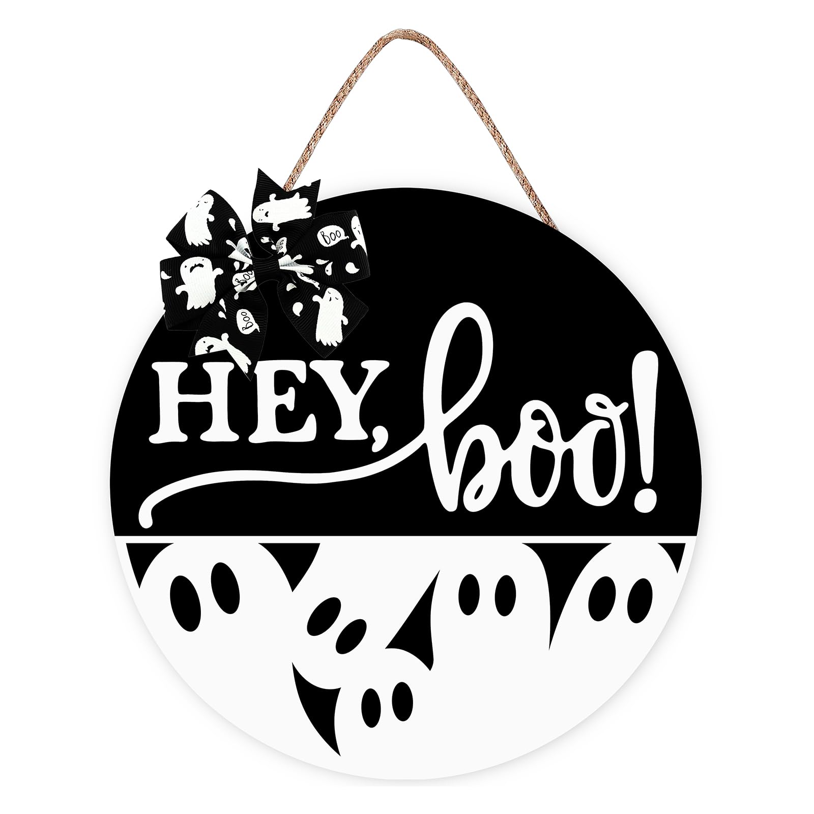 Amazon.com: Halloween Door Sign Ghost Decor - Hey Boo Spooky Wall Decor ...