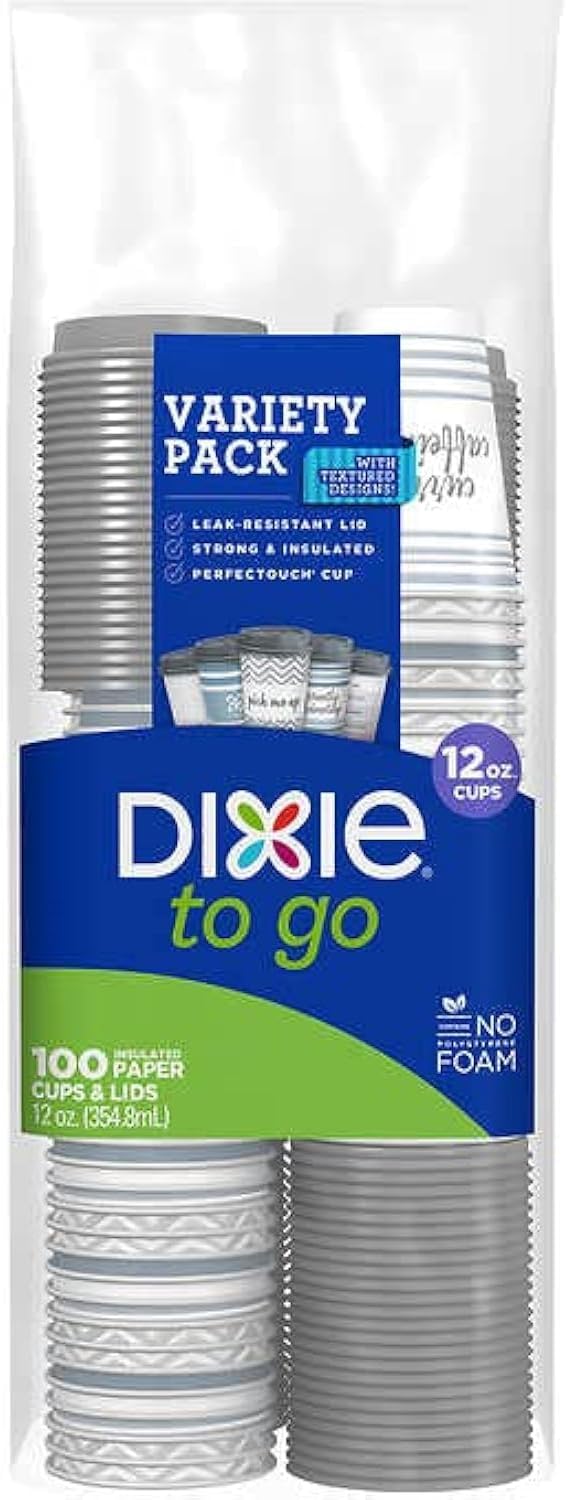 Amazon.com: Dixie To Go Paper Coffee Cups With Lids, 16 oz, 108 ct ...