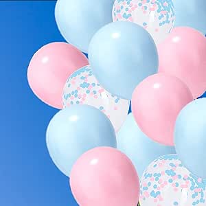 Amazon.com: GAKA Blue Pink Confetti Balloons, 12 Inch Pink and Blue Balloons 3 Style Pack of 50 ...