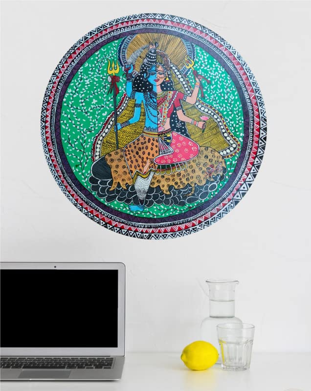 Maithils Handmade Madhubani Painting Of Ardhnareshwar On Round MDF ...
