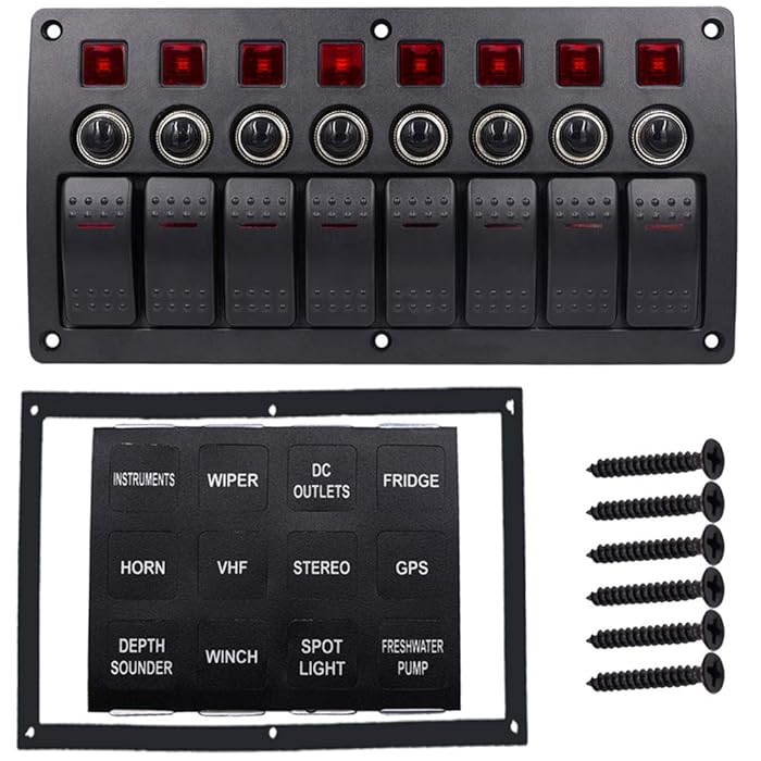 Buy 12V/24V Car Toggle Rocker Switch Waterproof Panel 3 PIN 8 Gang ...