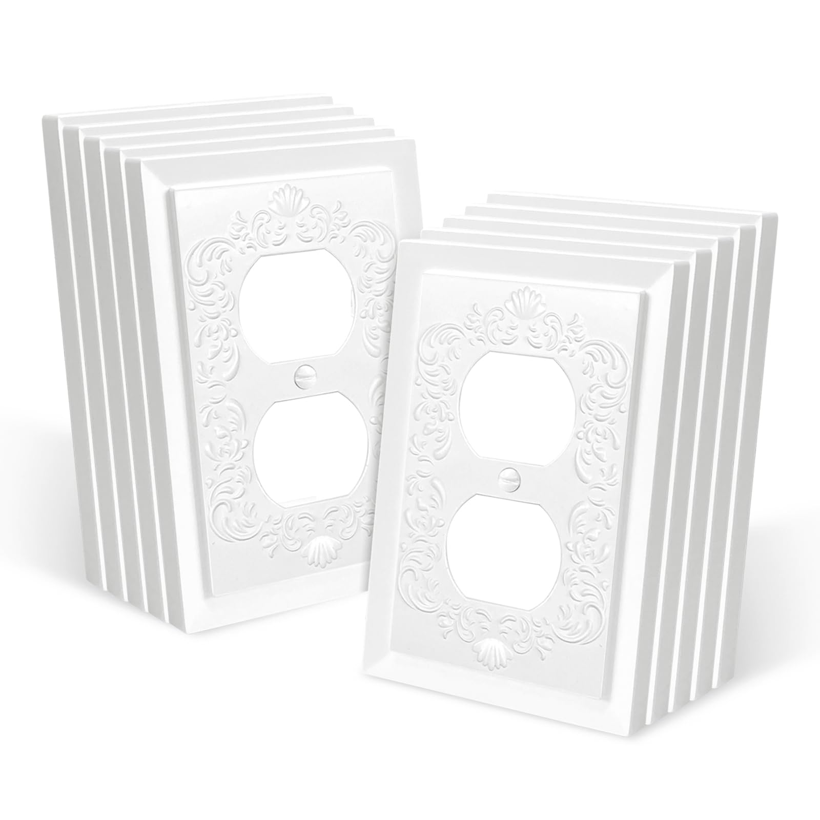 Petal Relief Design Classic Style White Modern Decorative Outlet Covers ...