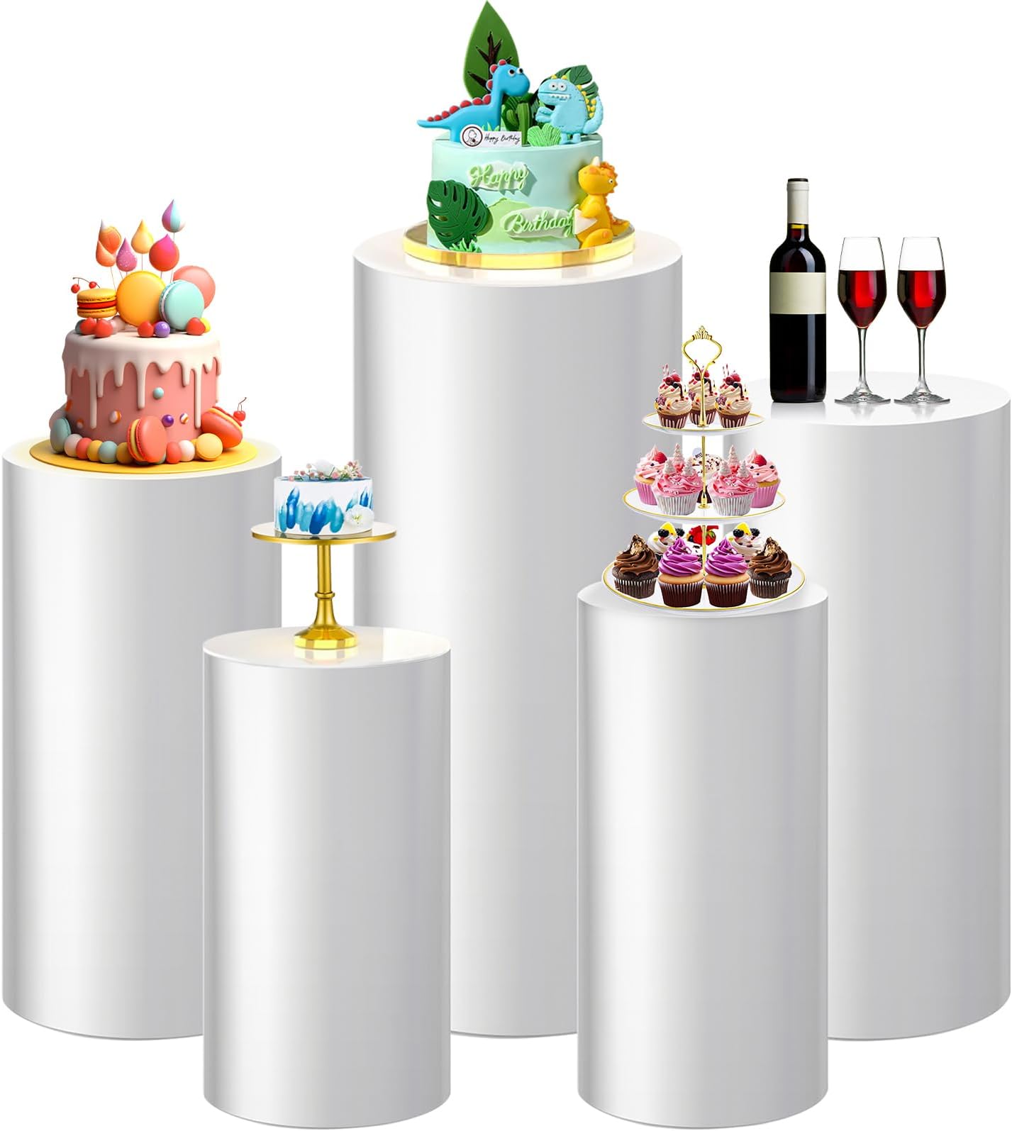 Amazon.com: Narcli Decor Hexagonal Pedestal Stands - Set of 3 Metal ...