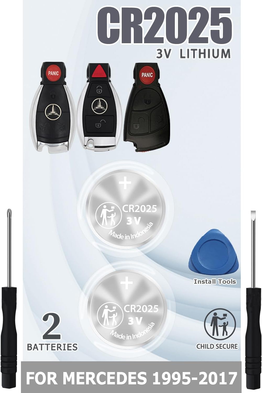 Amazon.com: Key Fob Battery Replacement for Mercedes-Benz (1995-2017) C ...