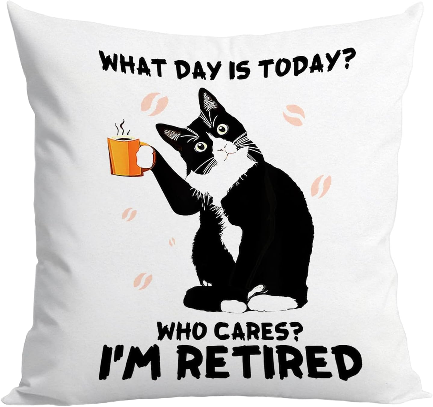 Jvpke Black Cat Pillow Covers 18x18,Happy Funny Retired Retirement ...