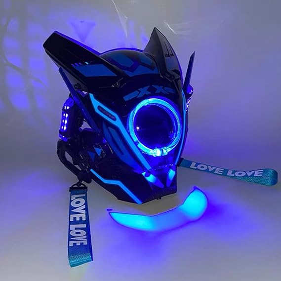 Amazon.com: Fudaole Punk Cosplay Mask For Adult,LED Mask,Futuristic ...
