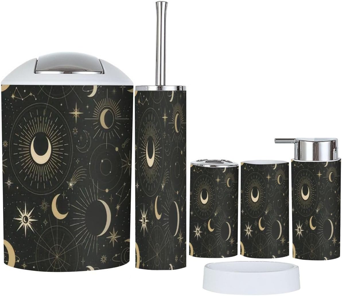 Amazon.com: XNGJEMVWXO Bathroom Accessory Set 6 Piece Magic Sun ...