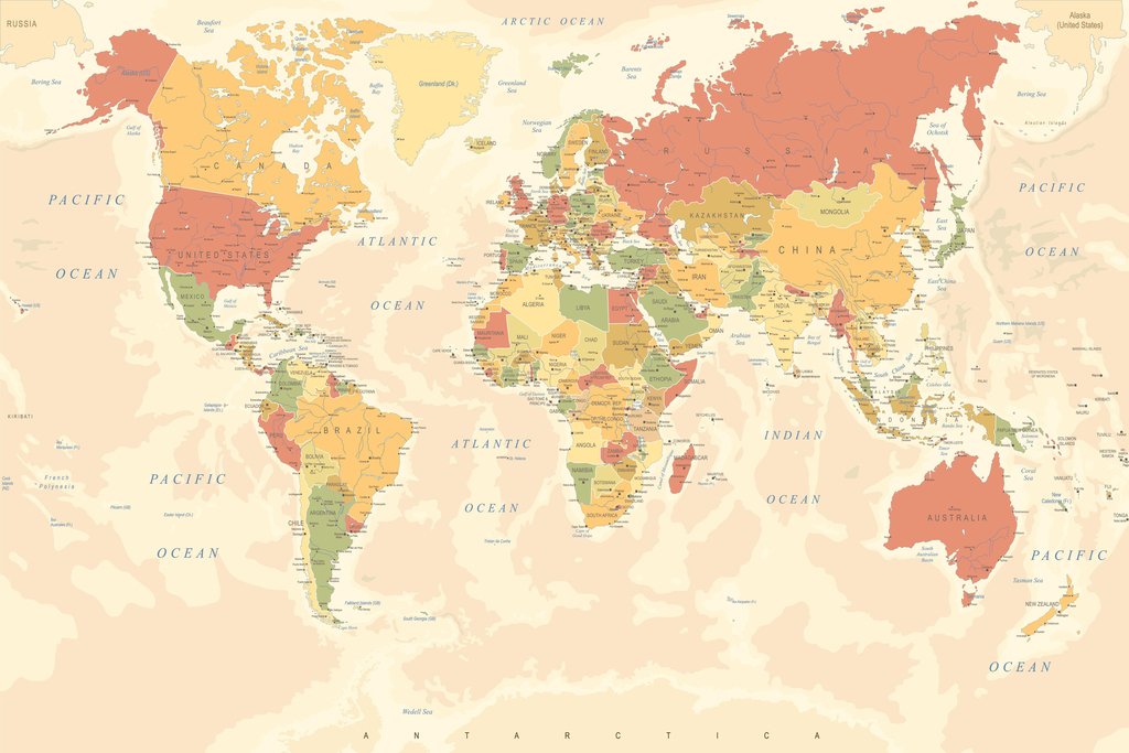 World Political Vintage Classroom Reference Map Comoros | Ubuy