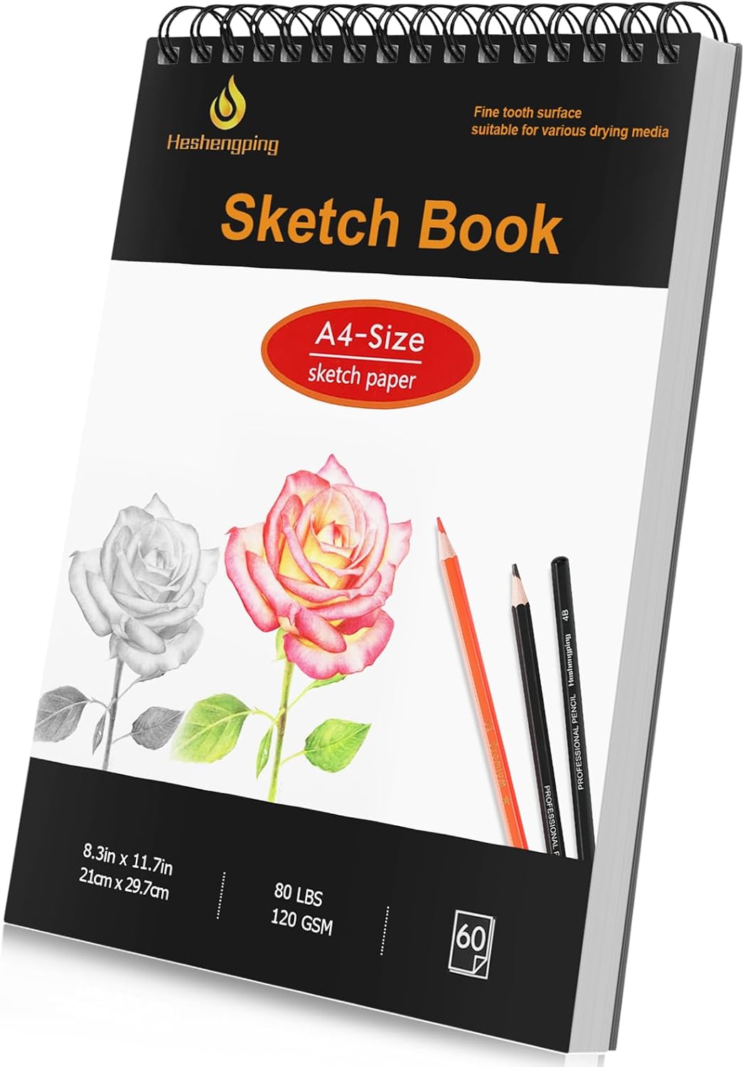 Amazon.com: 8.3"x11.7" Sketch Book, 1- Pack 60 Sheets Spiral Bound Art ...