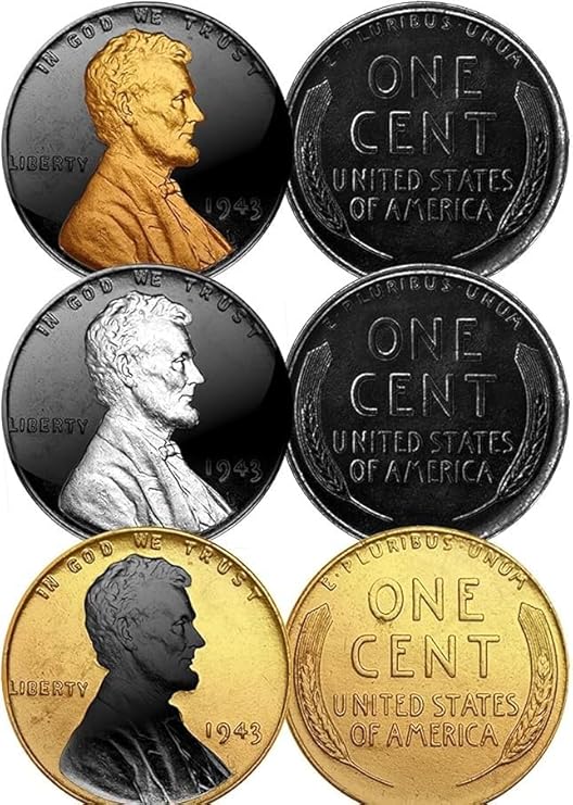 Amazon.com: 1943 Genuine Steel Wartime Wheat Penny U.S. Coin Set of 3 ...