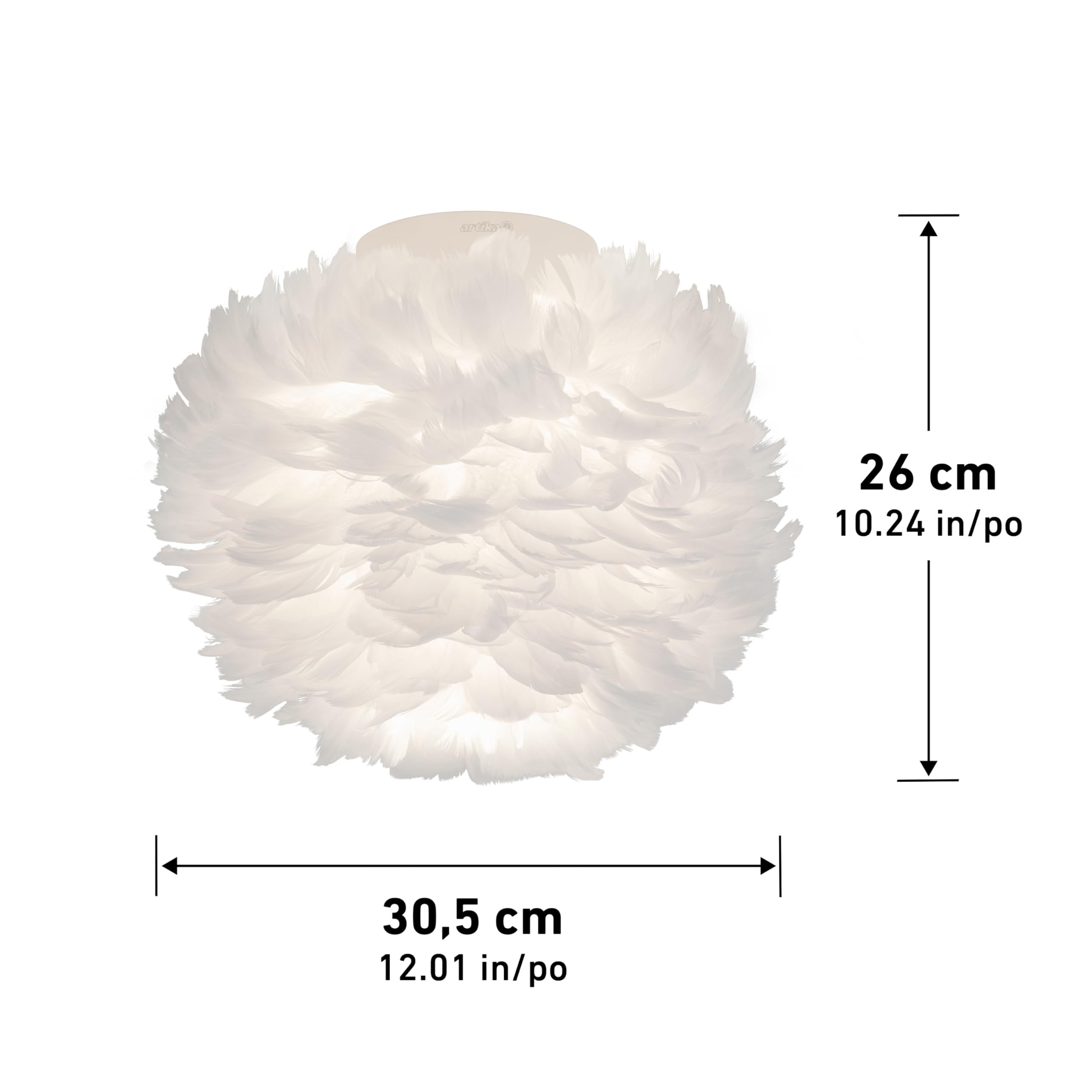 ARTIKA Modern Ceiling Light Fixture, Large Fluffy Lamp Shade, 12W LED ...