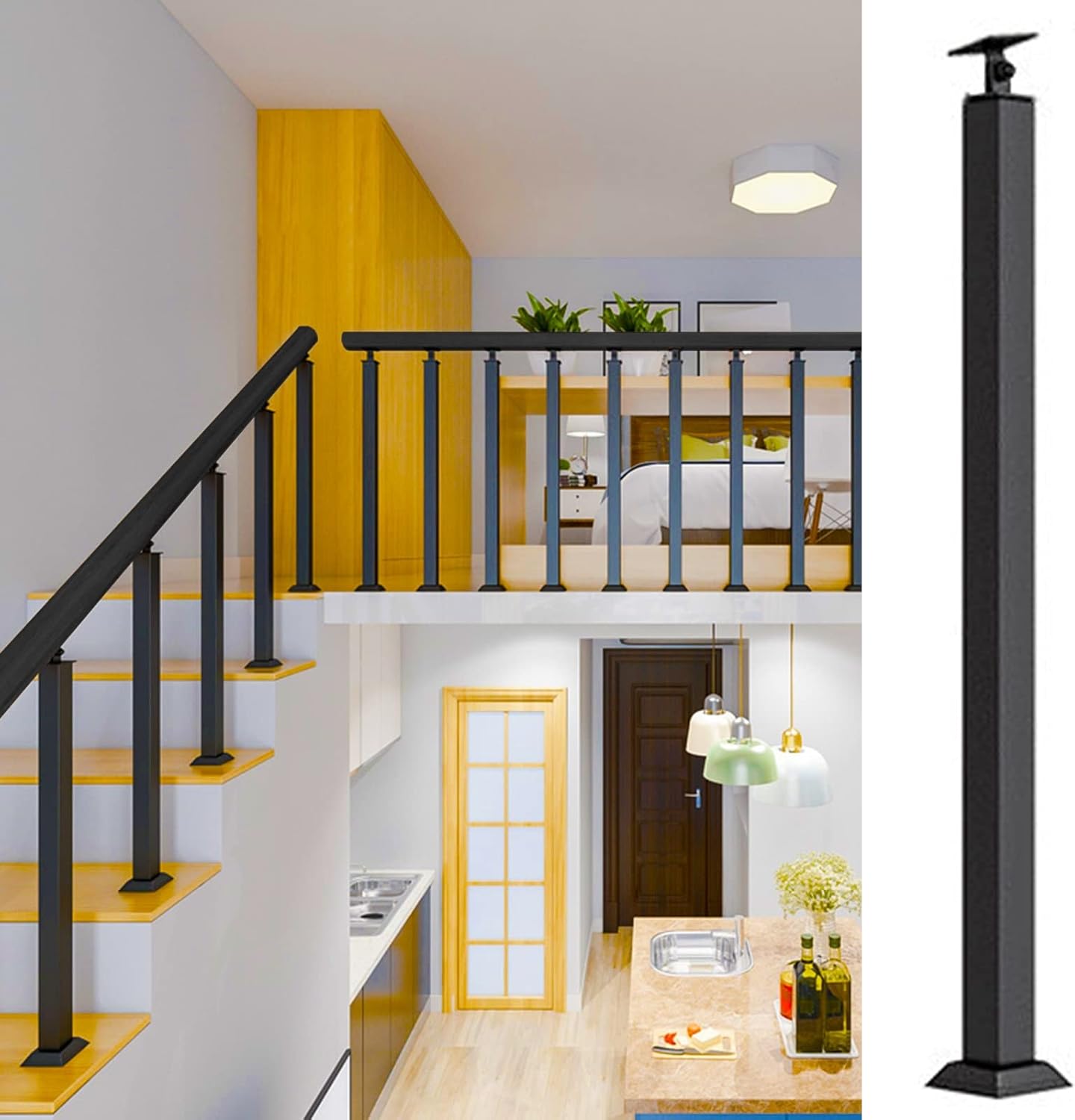 Amazon.com: LSMKKA Black Balusters for Staircase Interior, Deck Railing ...