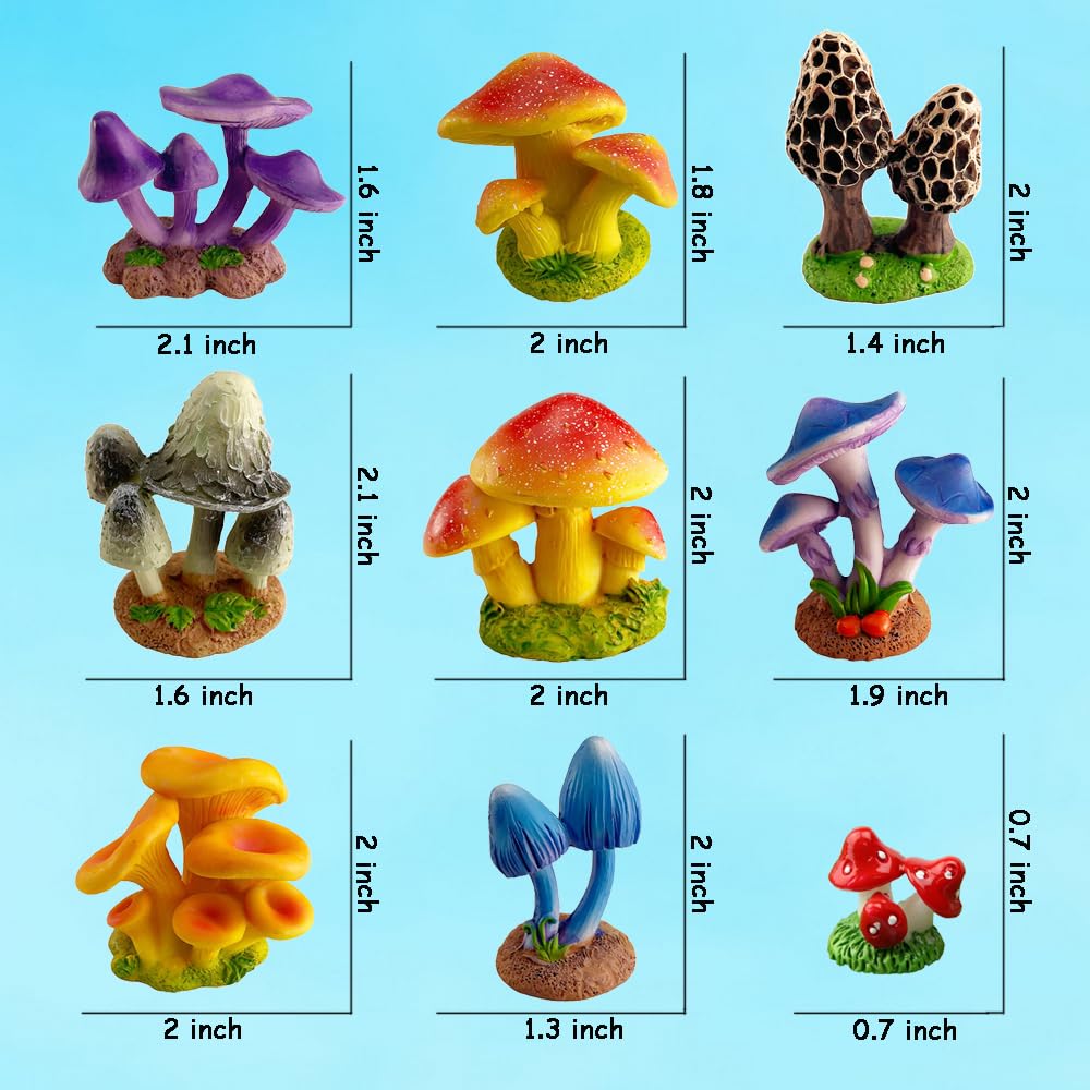Fairy Miniatures Mini Mushrooms Fairy Garden Mushroom Figurines - 12 ...