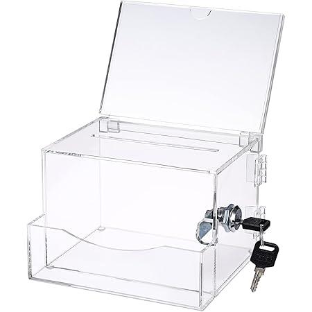 Tolida Acrylic Wall Mountable Ballot Donation Box, Clear Acrylic ...