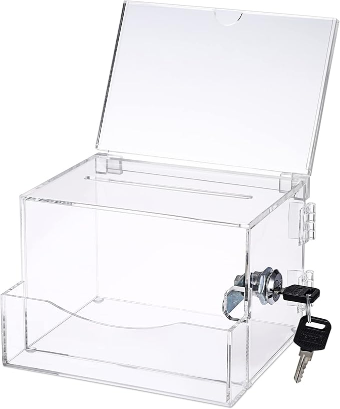 Tolida Acrylic Wall Mountable Ballot Donation Box, Clear Acrylic ...
