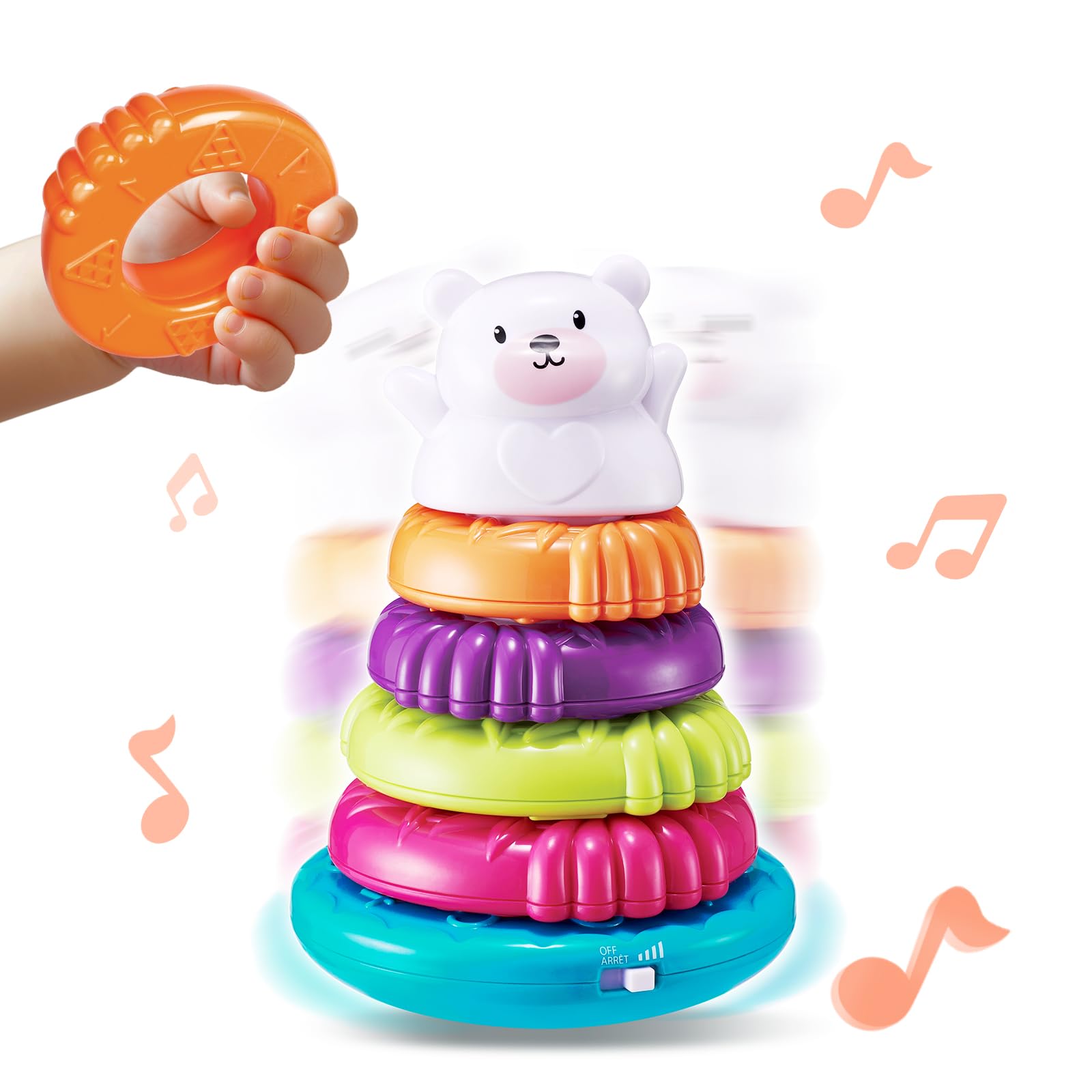 Amazon.com: auby Baby Stacking Rings, STEM Learning Toy with Sound ...