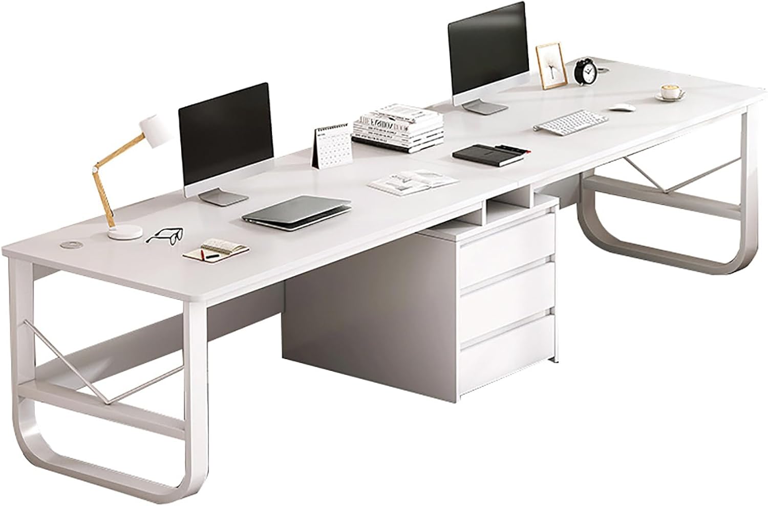 Extra Long Computer Desk,2 Person Desk With Drawers,double Workstation ...