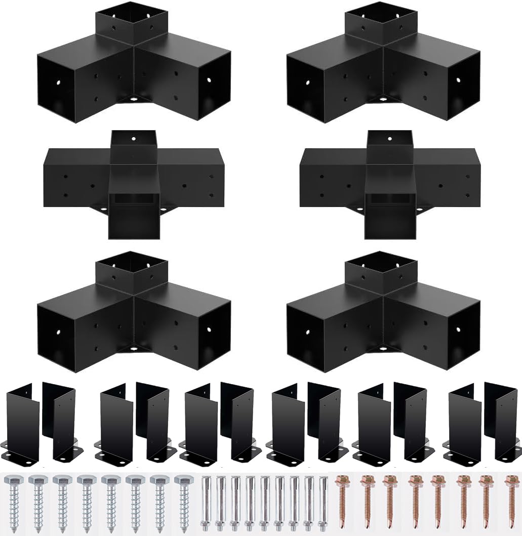 Amazon.com: 4x4 Woodworks Pergola Brackets Kit with 3-way/4-Way Corner ...