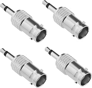 4PCS 3.5mm Mono to BNC Adapter BNC Female Jack to 3.5mm TS Male Plug ...