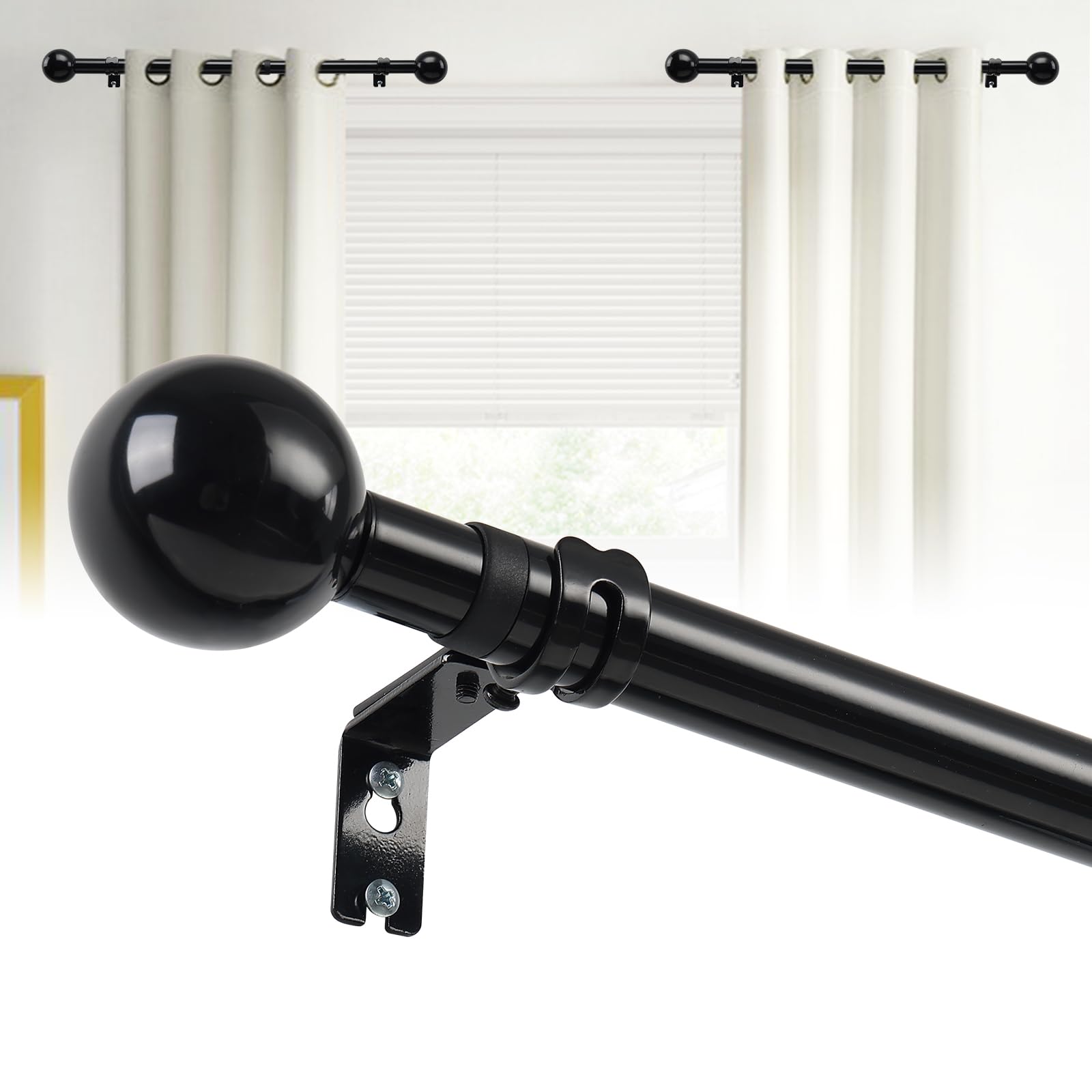 Amazon.com: 12-20 Inch 1" Side Curtain Rod,Set of 2, Adjustable Black ...
