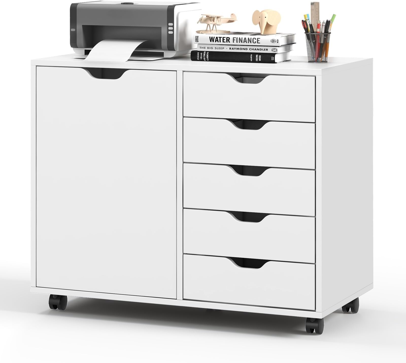 Black Portable Wooden Rolling Side End Corner Printer Table Desk For ...