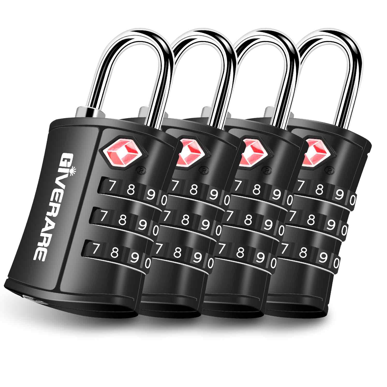 4 Pack TSA Approved Travel Luggage Locks, Combination Lock Keyless, 3 ...