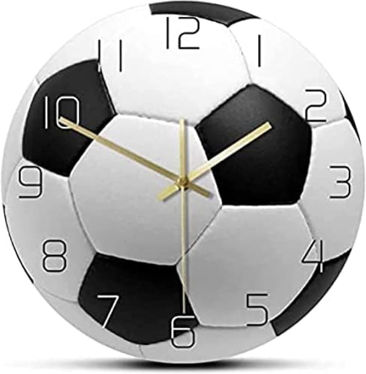 Acrylic Wall Clock Black and White Football Printed Wall Clock for Boys ...